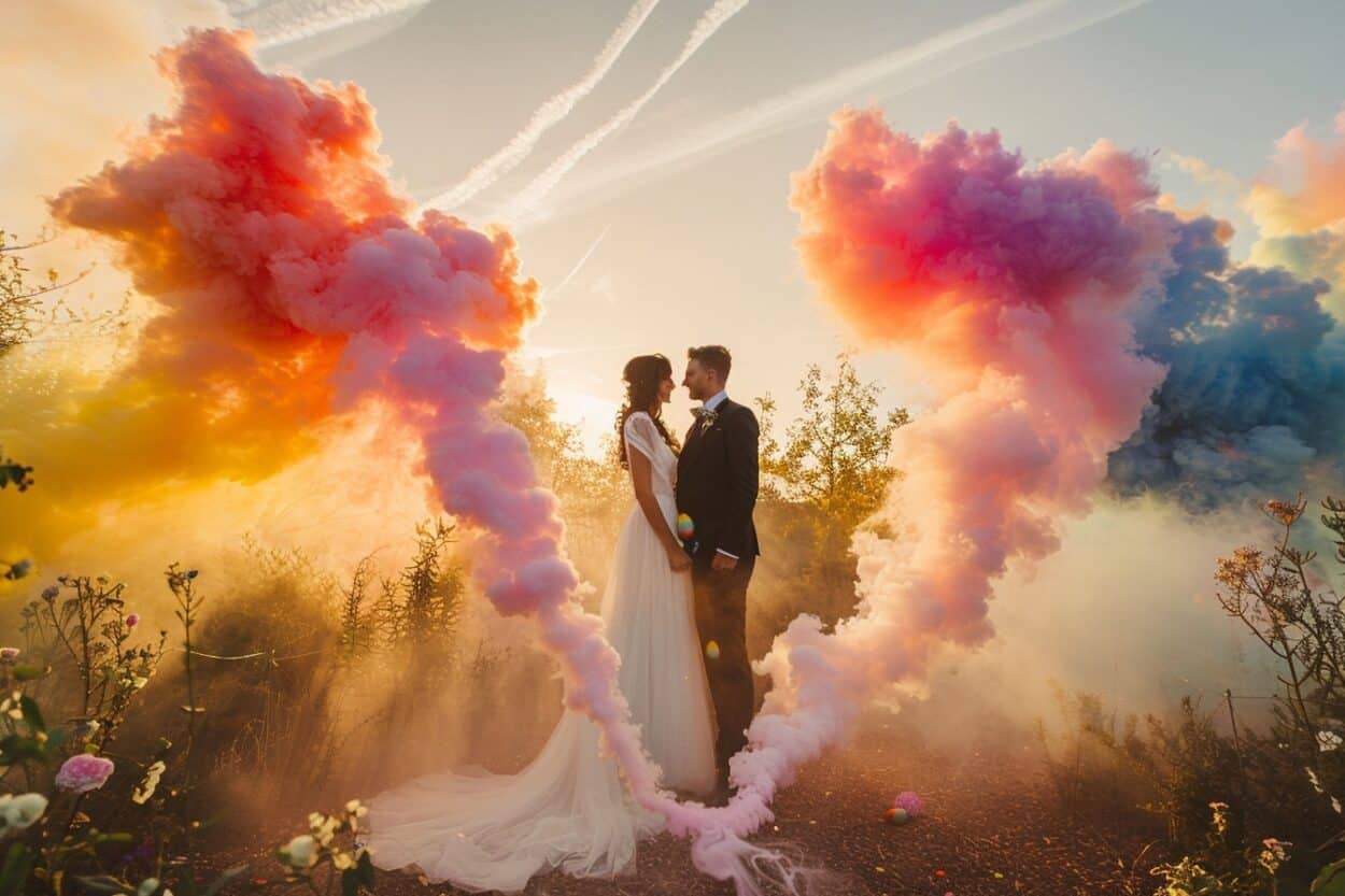Mettez en valeur votre mariage avec des fumigènes spectaculaires